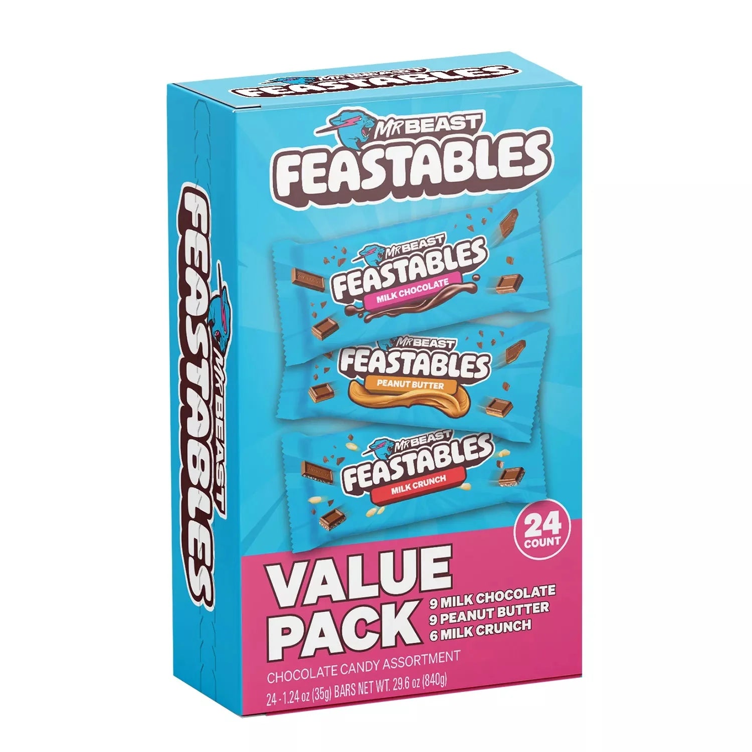 Feastables - MrBeast Feastable Variety Pack Milk Chocolate Bars 35 gr ...