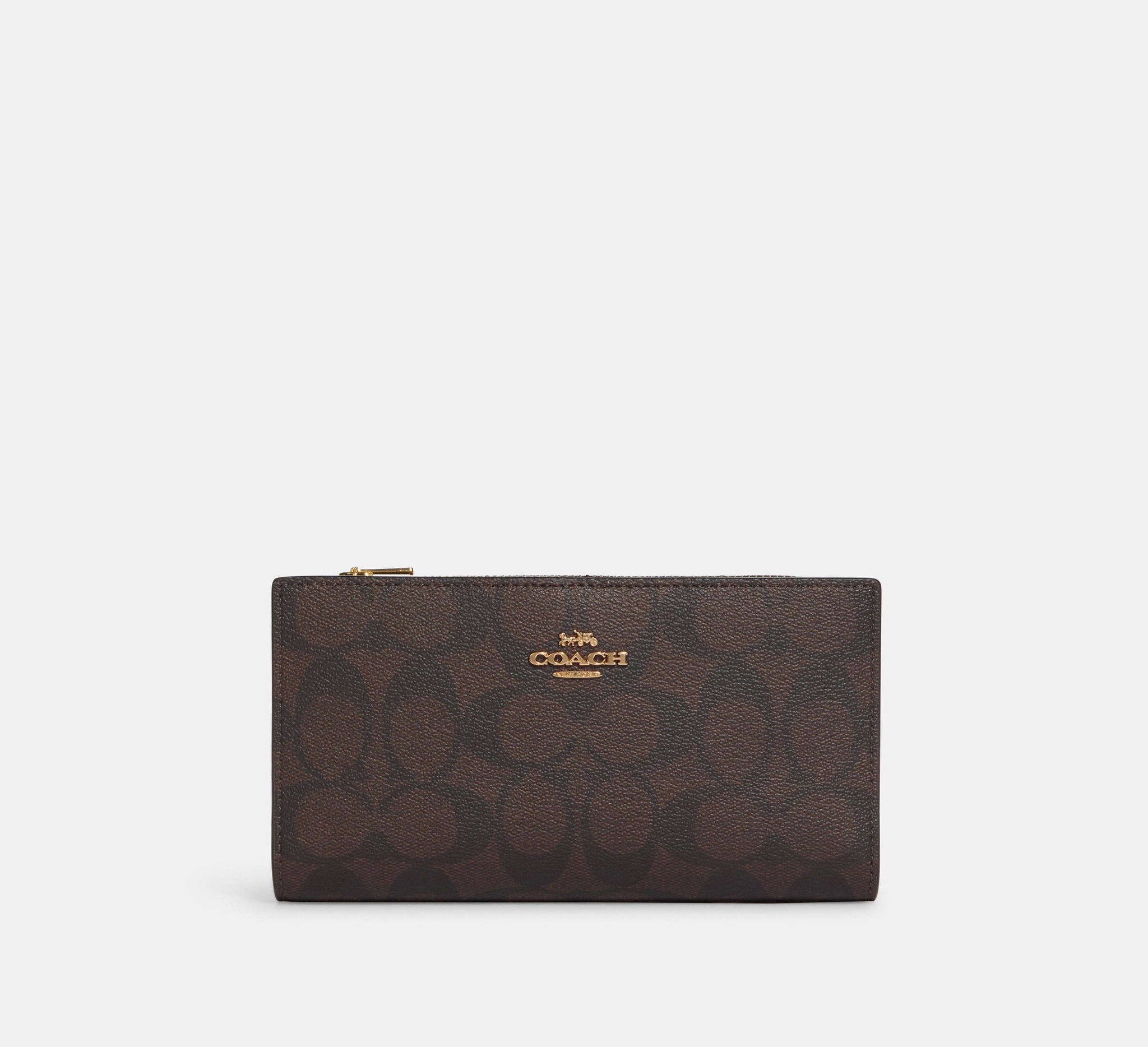 Coach - Slim Zip Wallet In Signature Canvas | Cartera para dama